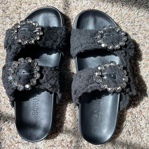 SCHUTZ | Shoes | Schutz Ariel Winter Black Slides 65 | Poshmark